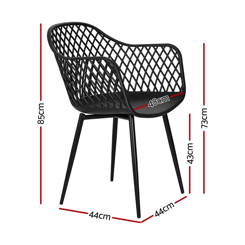 Outdoor Dining Chairs | 4x Moulded Plastic Bucket Chairs | Black ...
