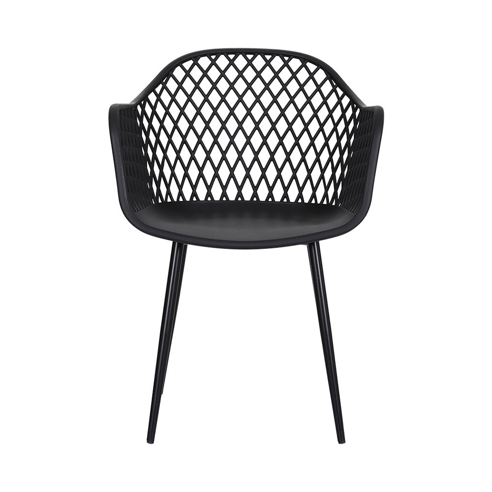 Outdoor Dining Chairs | 4x Moulded Plastic Bucket Chairs | Black ...