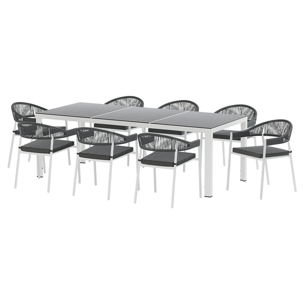 Outdoor Dining Set | 8 Seat | Rectangular Table and Chairs | White – Conch Outdoors